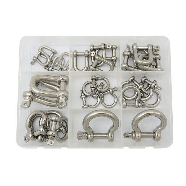 28-Piece 316 Stainless Steel Shackle Assortment Box